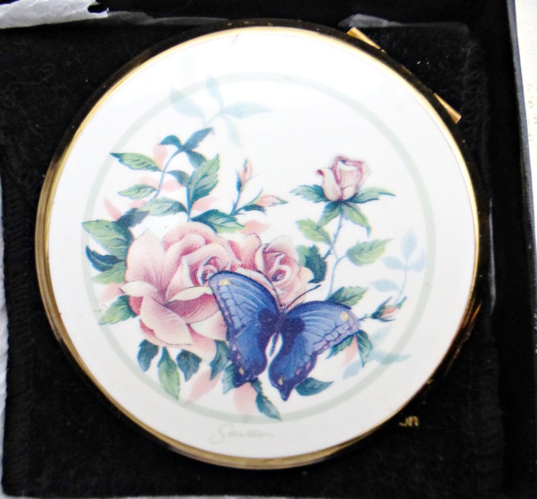 Vintage Stratton Roses Compact | 1980s Powder Mirror | Floral ...