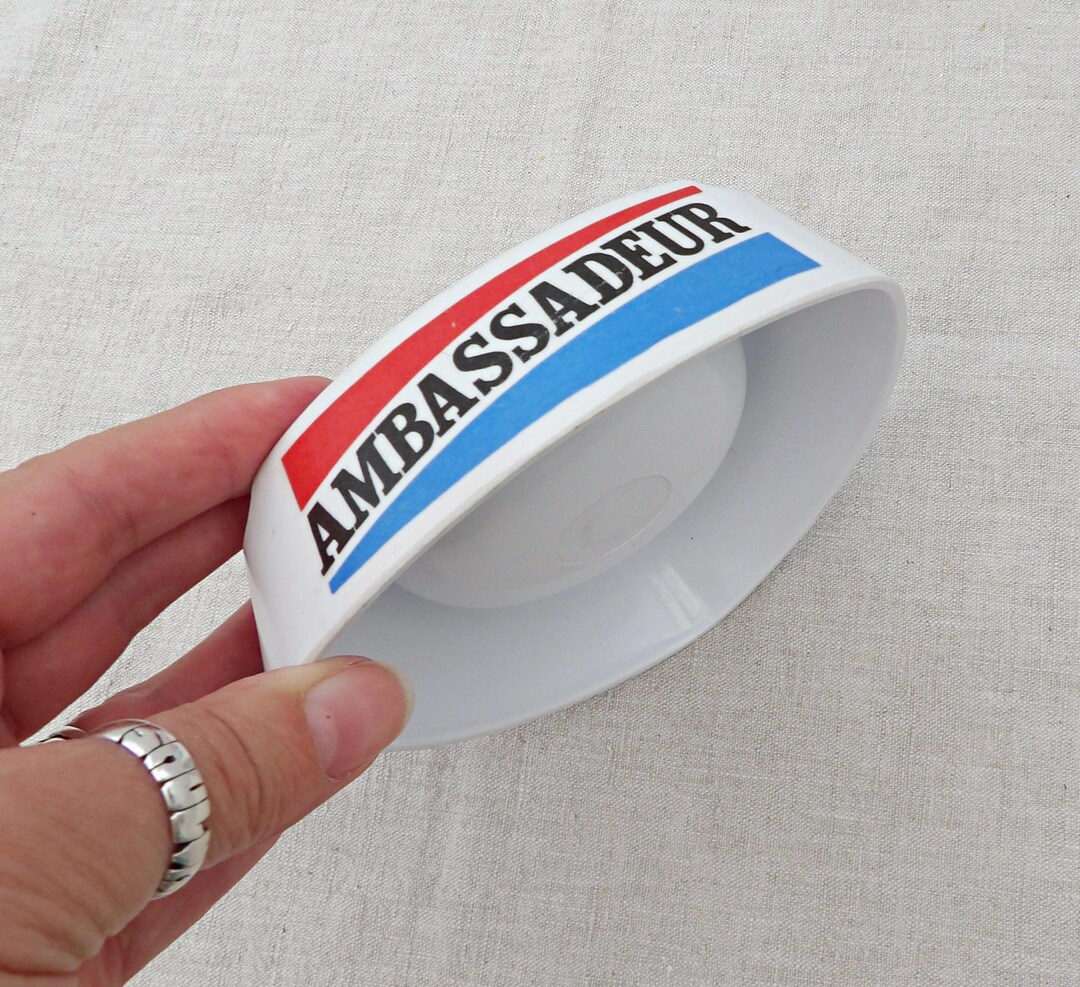Vintage French Retro Ashtray – 1970s Red White Blue – Ambassadeur ...