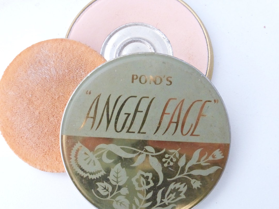 Vintage PONDS Powder Compact Angel Face Powder Tin 1960s Blue Metal ...