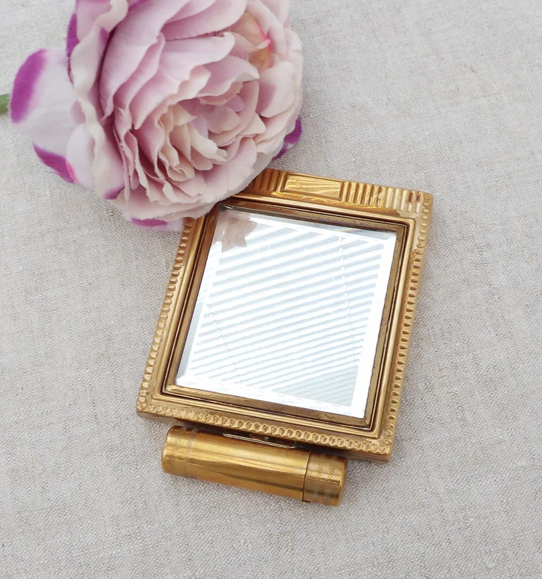 Vintage Swiss Mirror Go Round Compact & Lipstick Holder Agme Compact ...