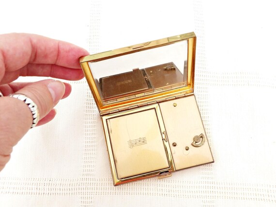 Vintage Swiss Agme Compact | Gold Musical Compact Wor… - Gem