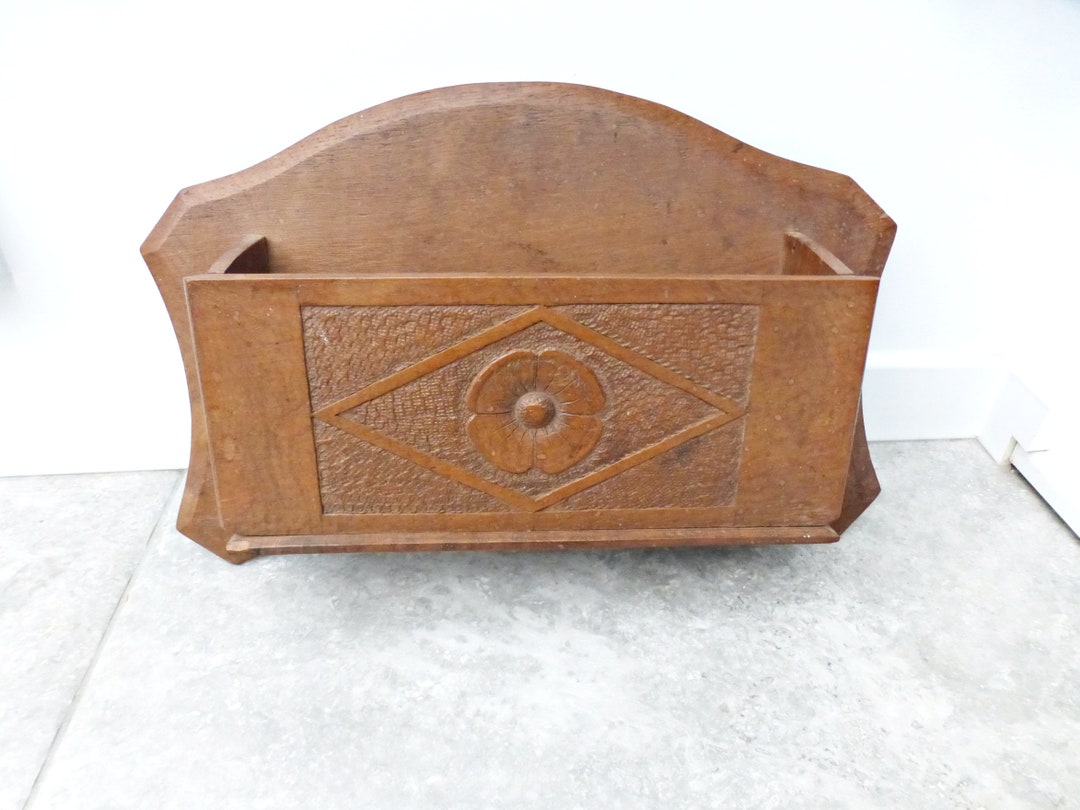 Vintage Wooden Letter Rack Large Solid Wood Paper Stand Old Post Rack ...