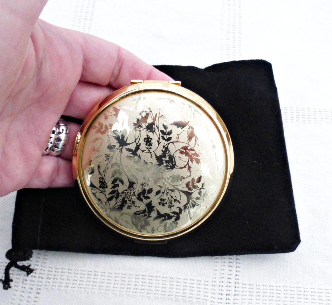 Vintage Stratton Gold Compact 1970s Floral Powder Compact Etched ...