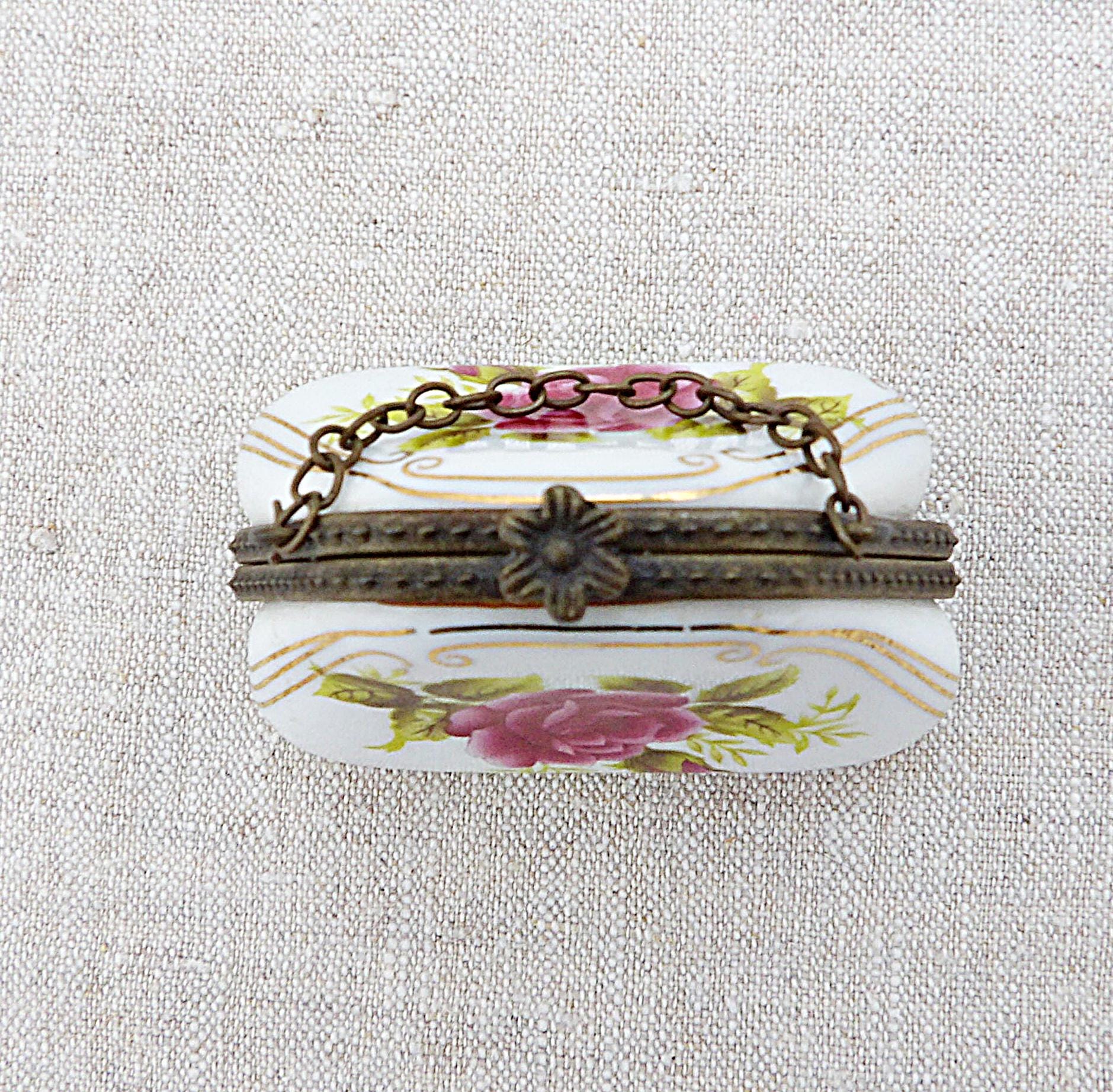 Vintage Enamel Pill Boxes | Ceramic Floral , Couples , Jewelled Tablet ...