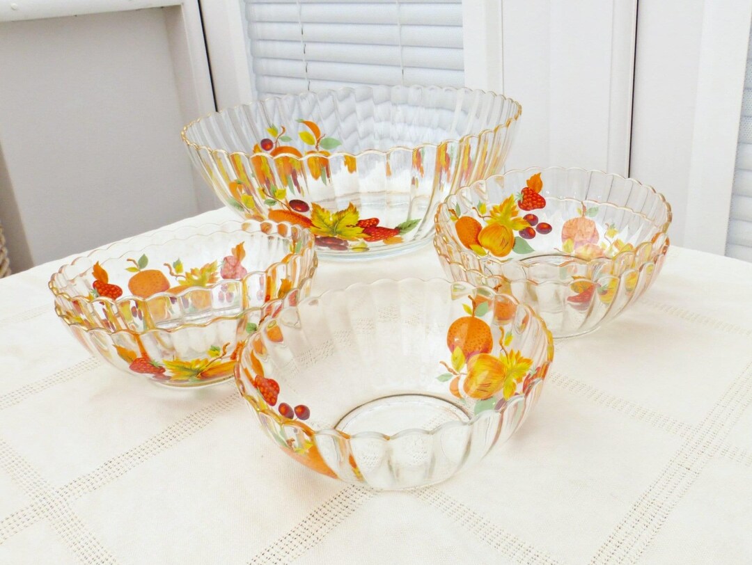 Vintage French Glass Fruit Dishes | Gold Decorated Antique Glassware ...