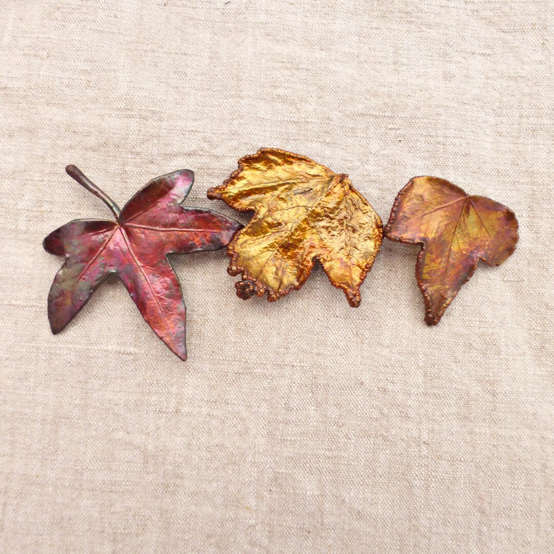 Vintage Copper Leaf Brooch: 1970s-80s Foliage Pin - Etsy