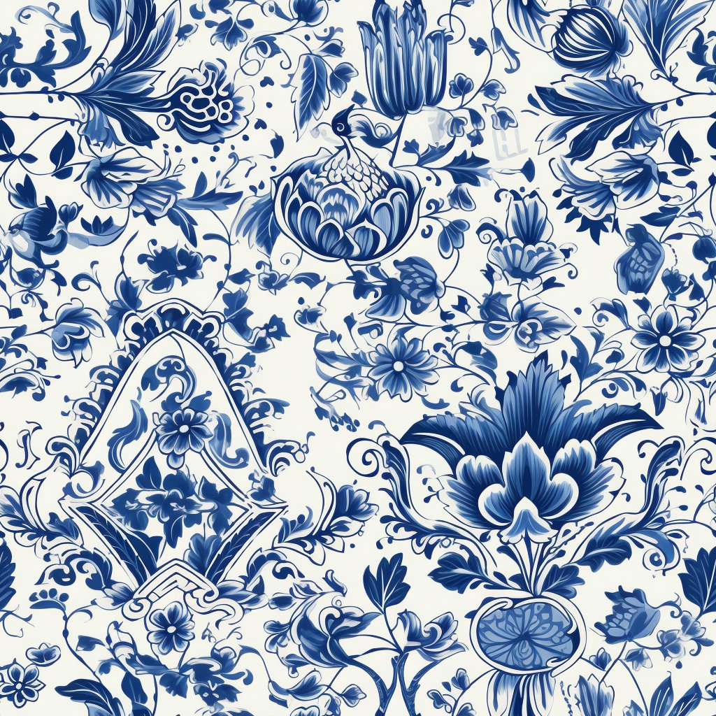 8 Delft Pattern Seamless Prints, Digital Instant Download, Delft Blue, Traditional Dutch Pattern ...