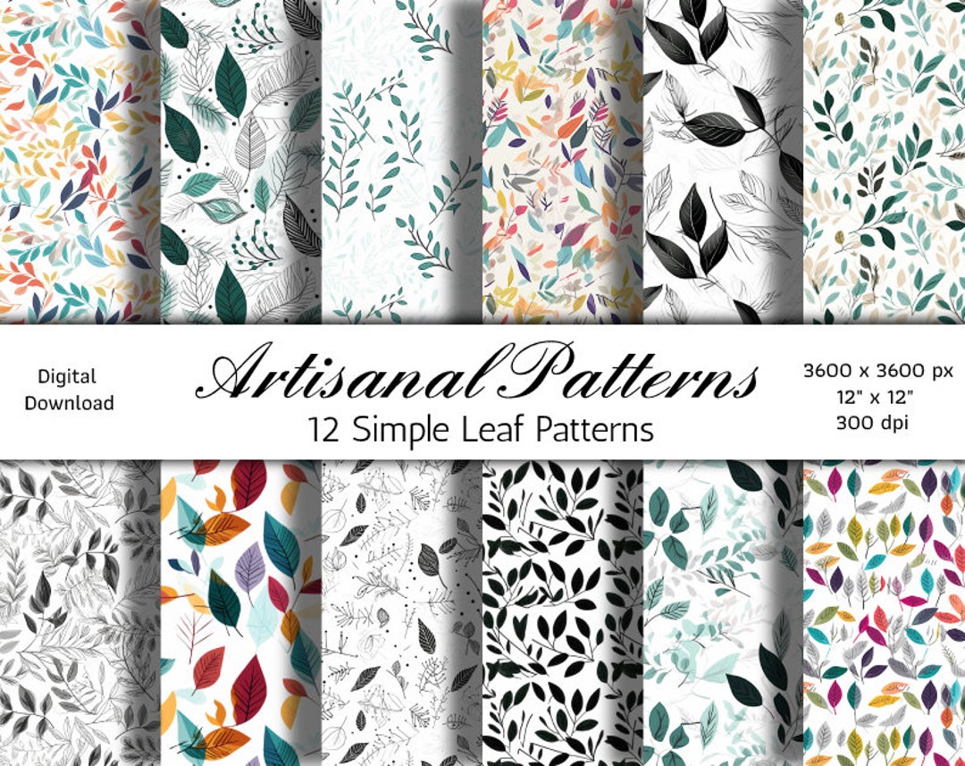 12 Simple Seamless Digital Leaf Patterns - Etsy