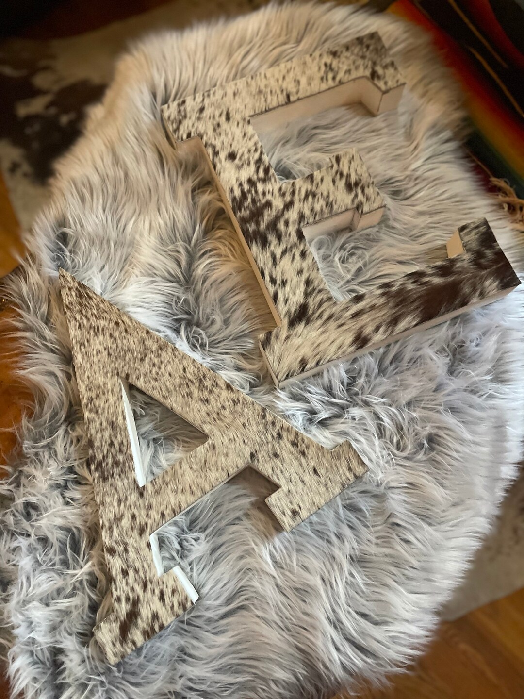 Cowhide 3D Letter Decor Cowboy Cowgirl Western Rodeo Ranch Cows Horses ...