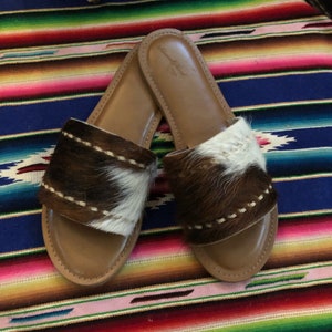 Our “taos” Cowhide Ranch Slide With Buckstitch Cowgirl Cowboy Rodeo ...
