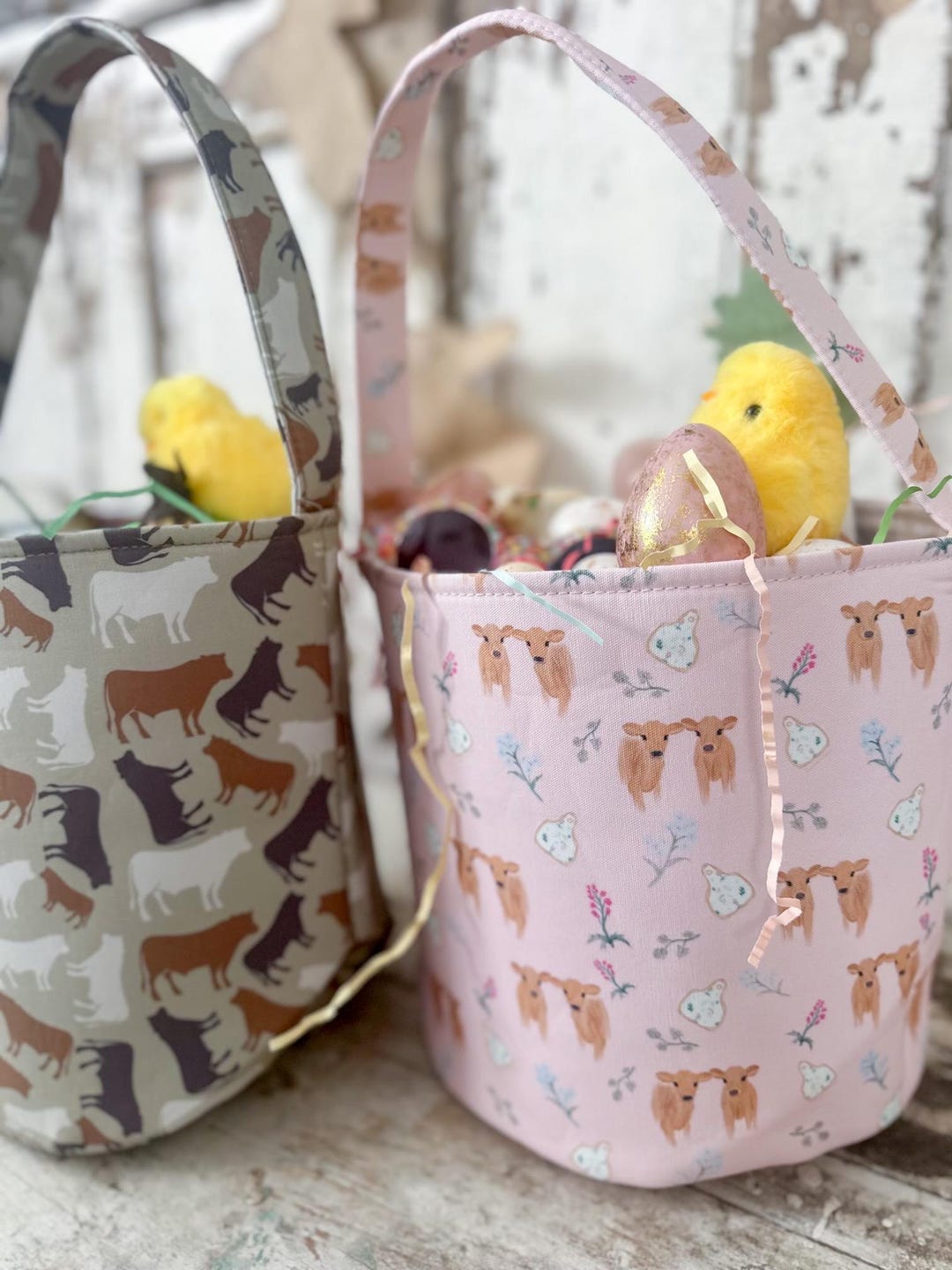 J-5 Ranch Style Cowkid Easter Bunny Basket Steer Cattle Cows Western ...