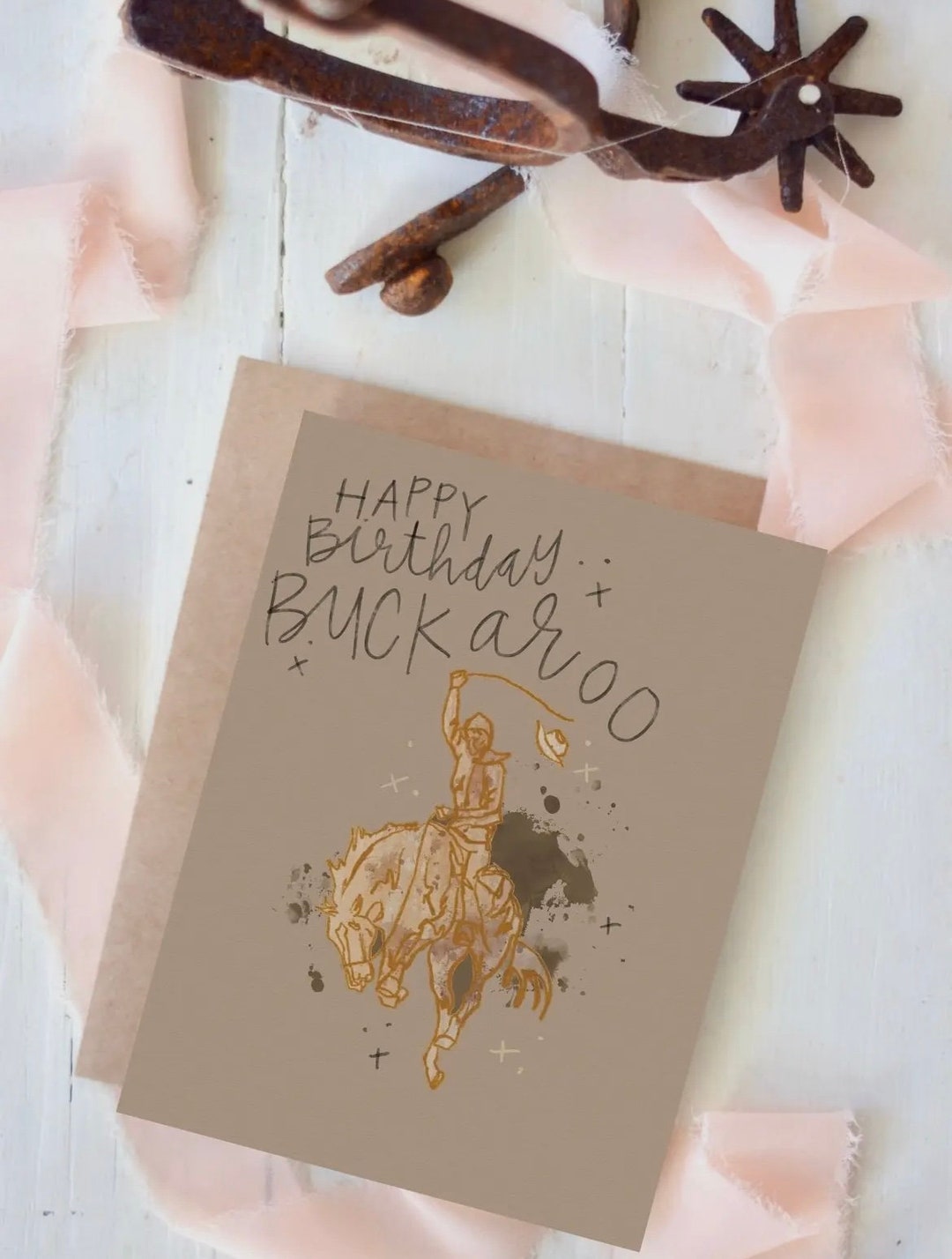 Happy Birthday Buckaroo Cowboy Card Western Rodeo Ranch Cardstock Cow ...
