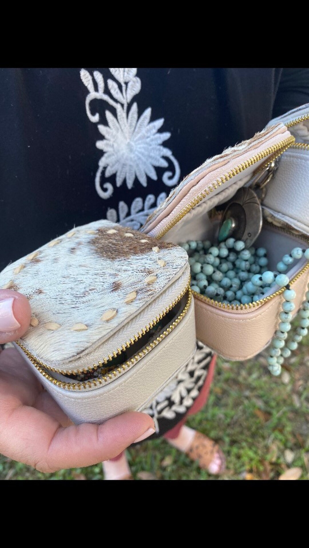 Micro Cowhide Travel Jewelry Box: Western Buckstitch Design - Etsy