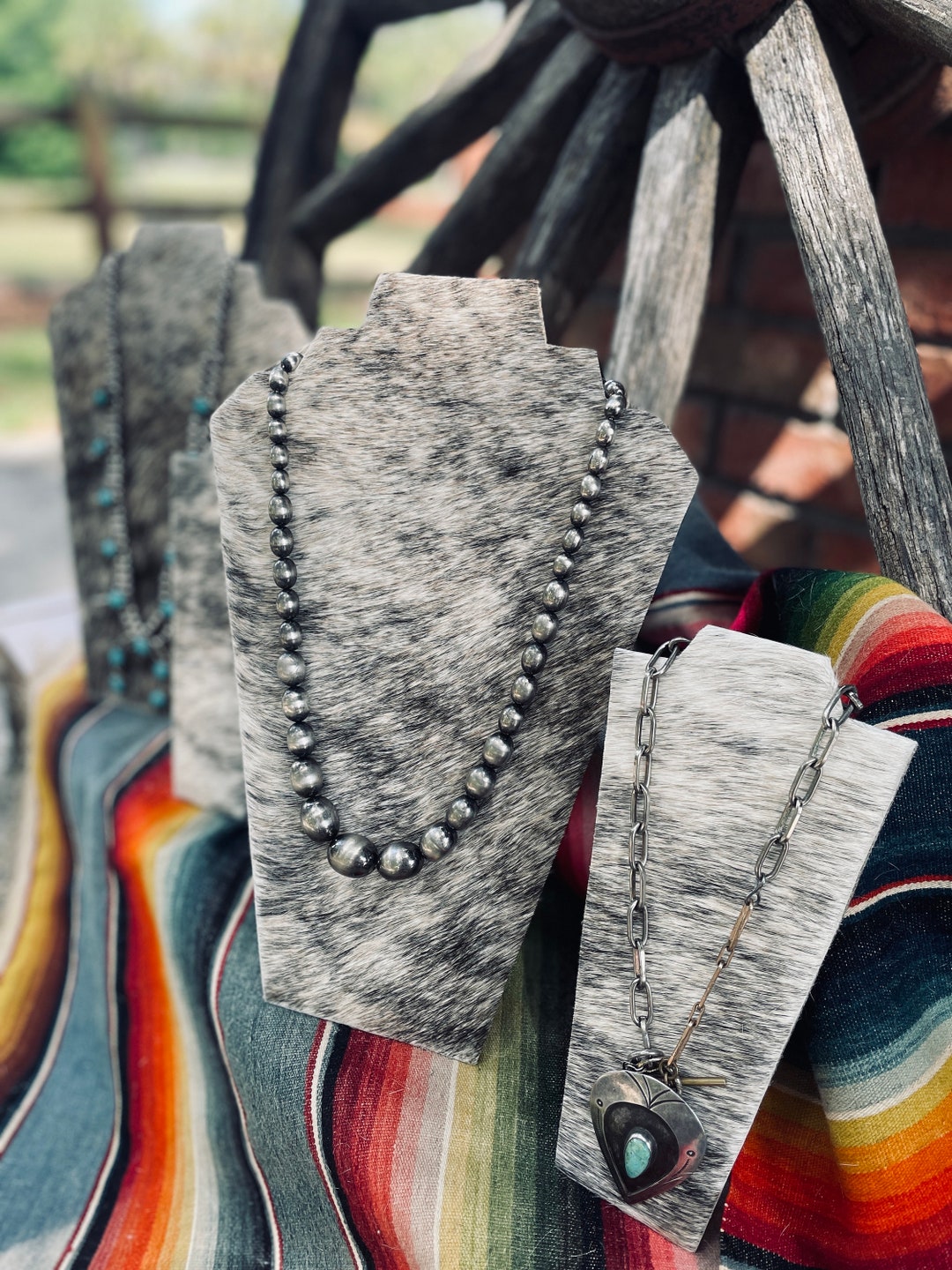 Cowhide Necklace Display Set: Ranch Style Jewelry Organizer - Etsy