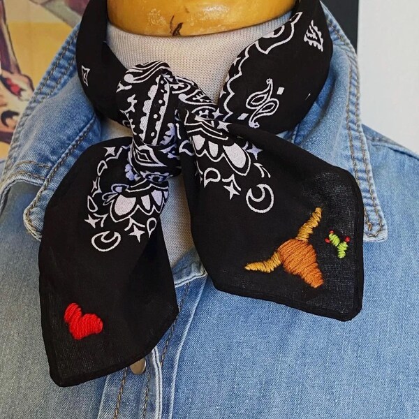 Embroidered Bandana - Etsy