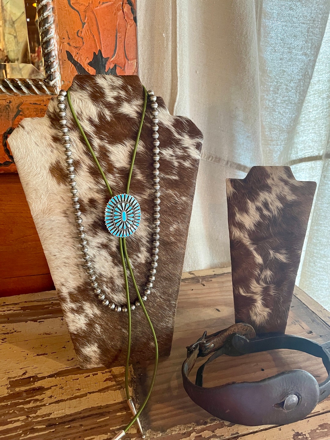 Cowhide Necklace Display: Ranch Style Jewelry Organizer, Western Decor ...