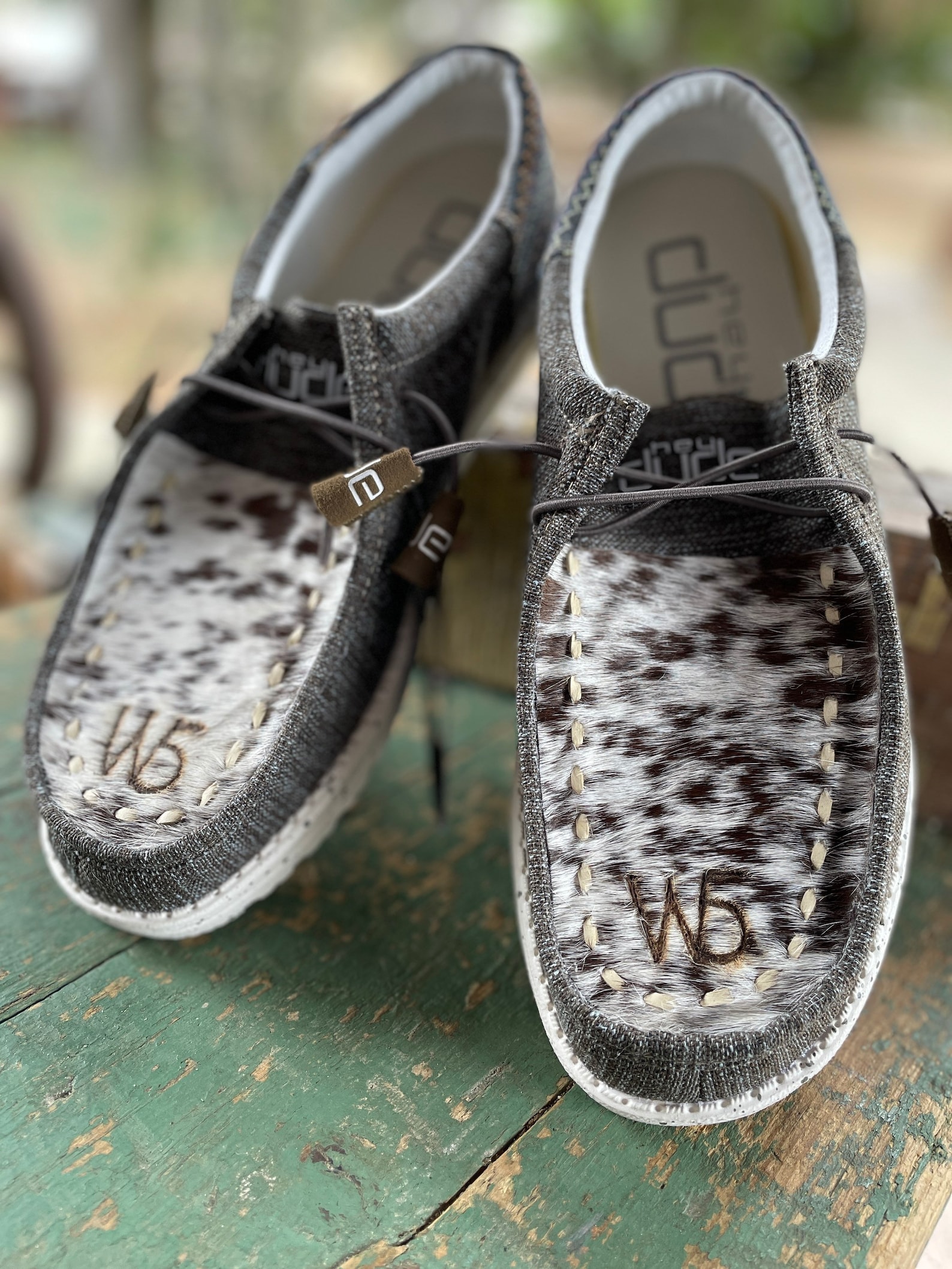 Mens hey Dude Shoes With Custom Cowhide and Buckstitch - Etsy