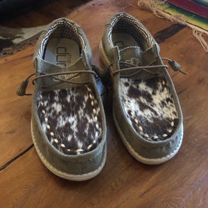 Mens hey Dude Shoes With Custom Cowhide and Buckstitch Cowboy Western ...