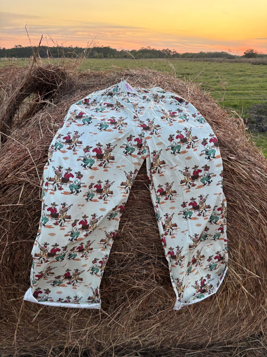 Vintage Ranch Pants: Western Cowboy Rodeo Print, Elastic Waist - Etsy