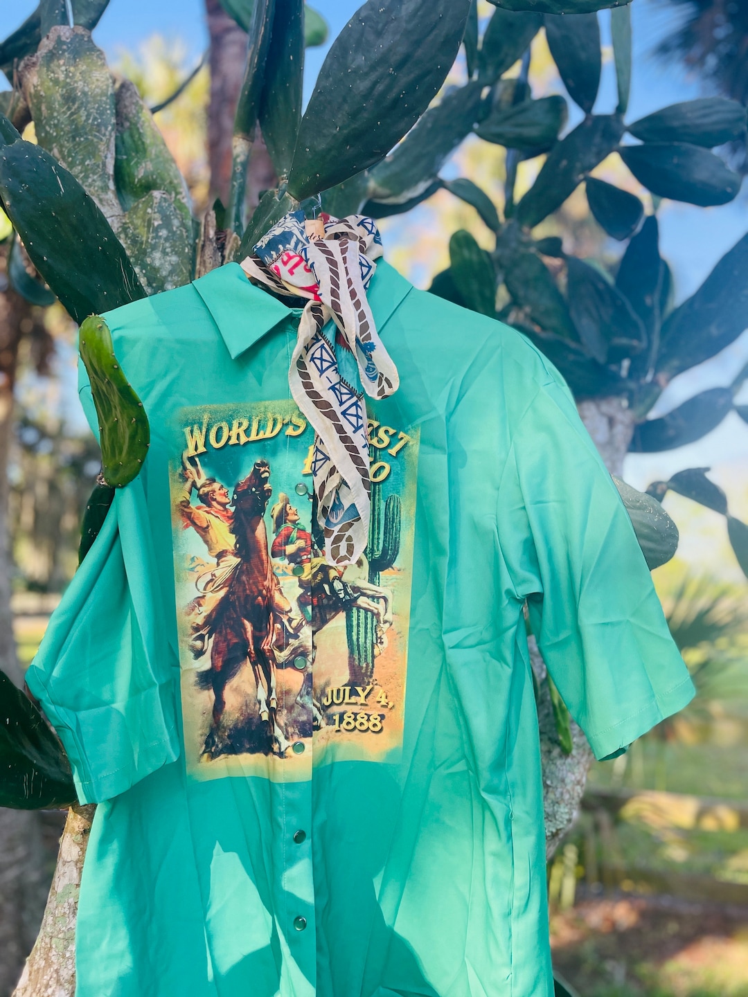 Vintage Style Rodeo Dress Pearl Snaps Pockets Graphic Oversize Comfy ...