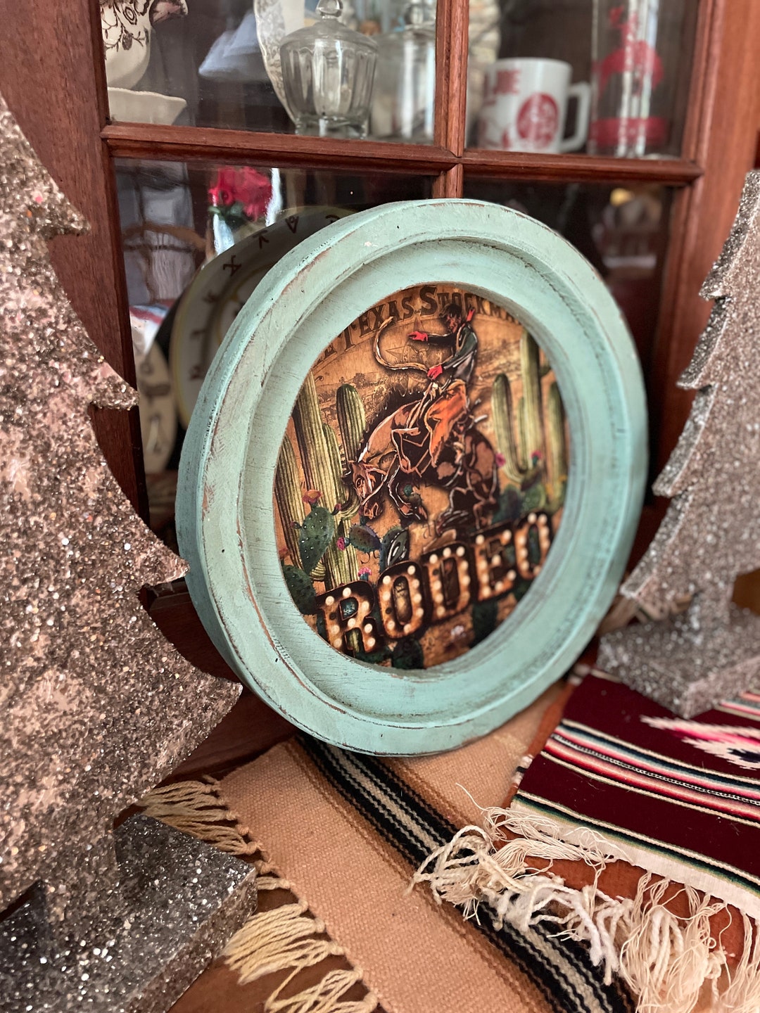 Rodeo Lights Circle Artwork Ranch Cowgirl Cowboy Handmade Texas Western ...