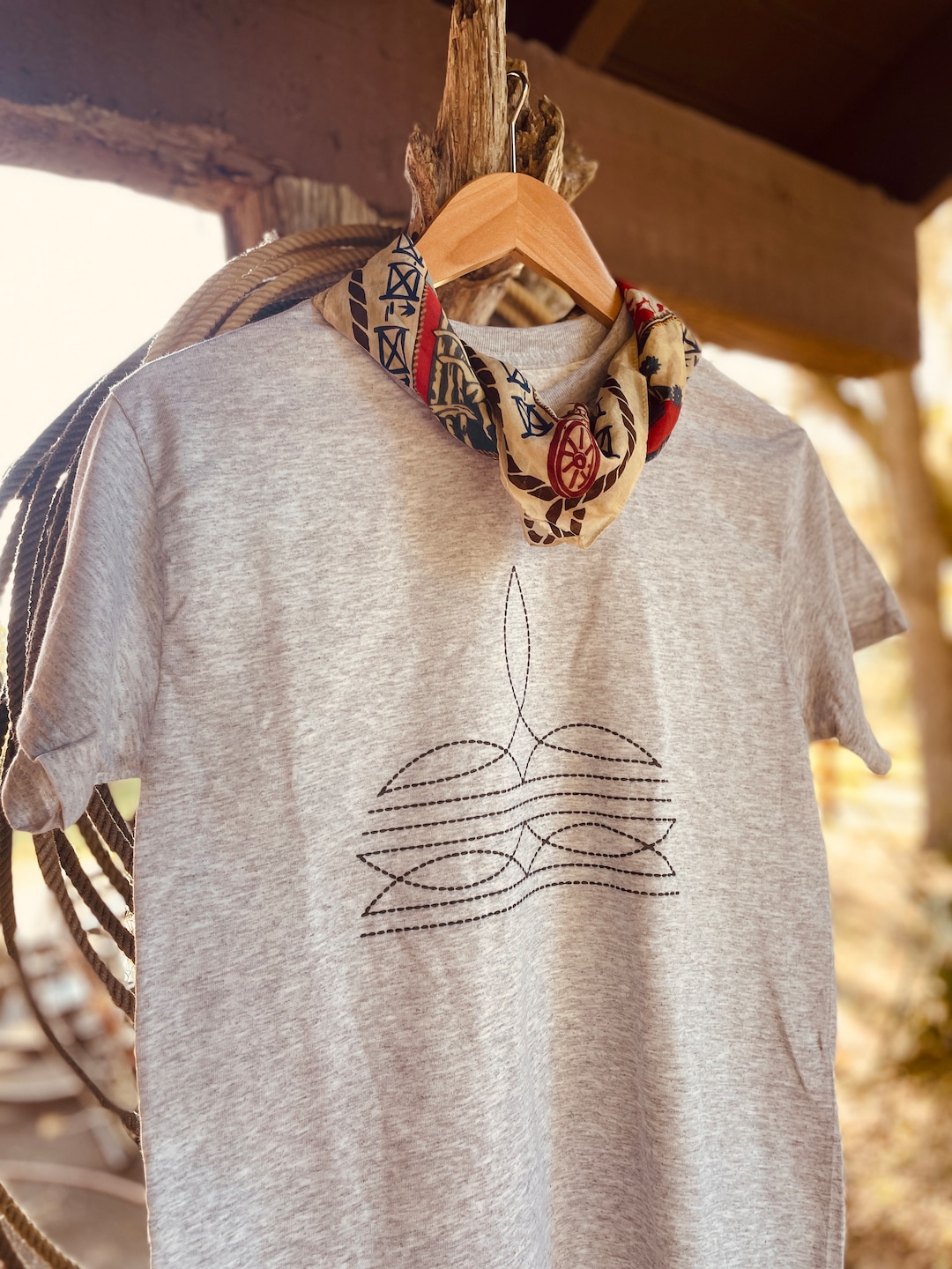 Gray Boot Stitch Tee Tshirt Cowgirl Cowboy Western Rodeo Ranch Style ...