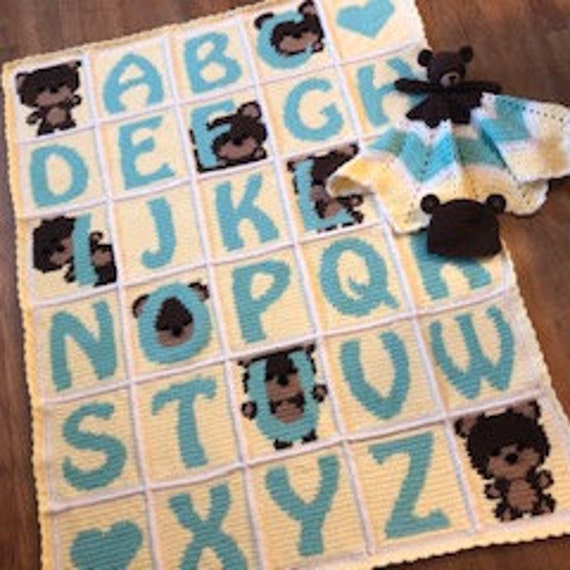 ABC Alphabet Bear Baby blanket pattern | Etsy