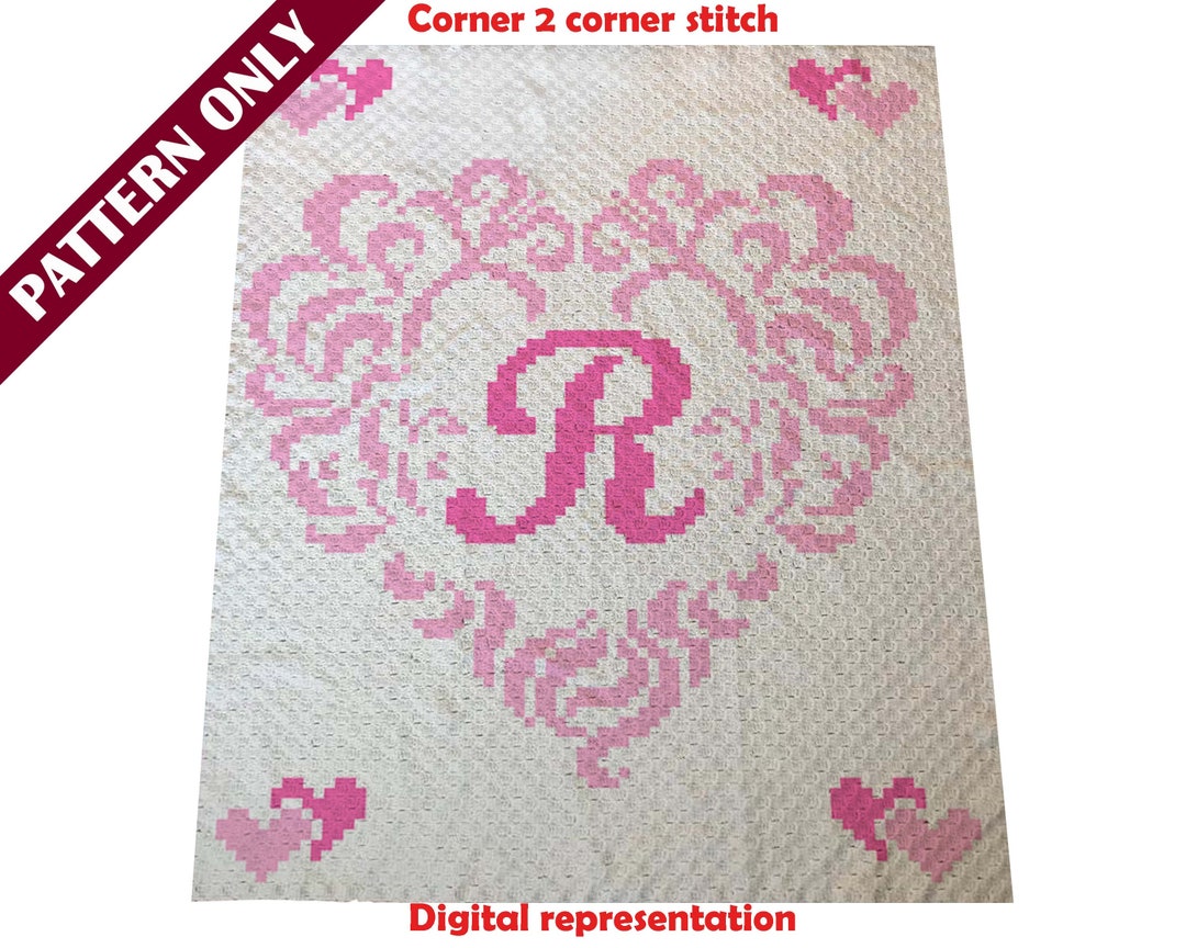 Corner 2 Corner Stitch, Personalized Blanket Pattern With Initial ...