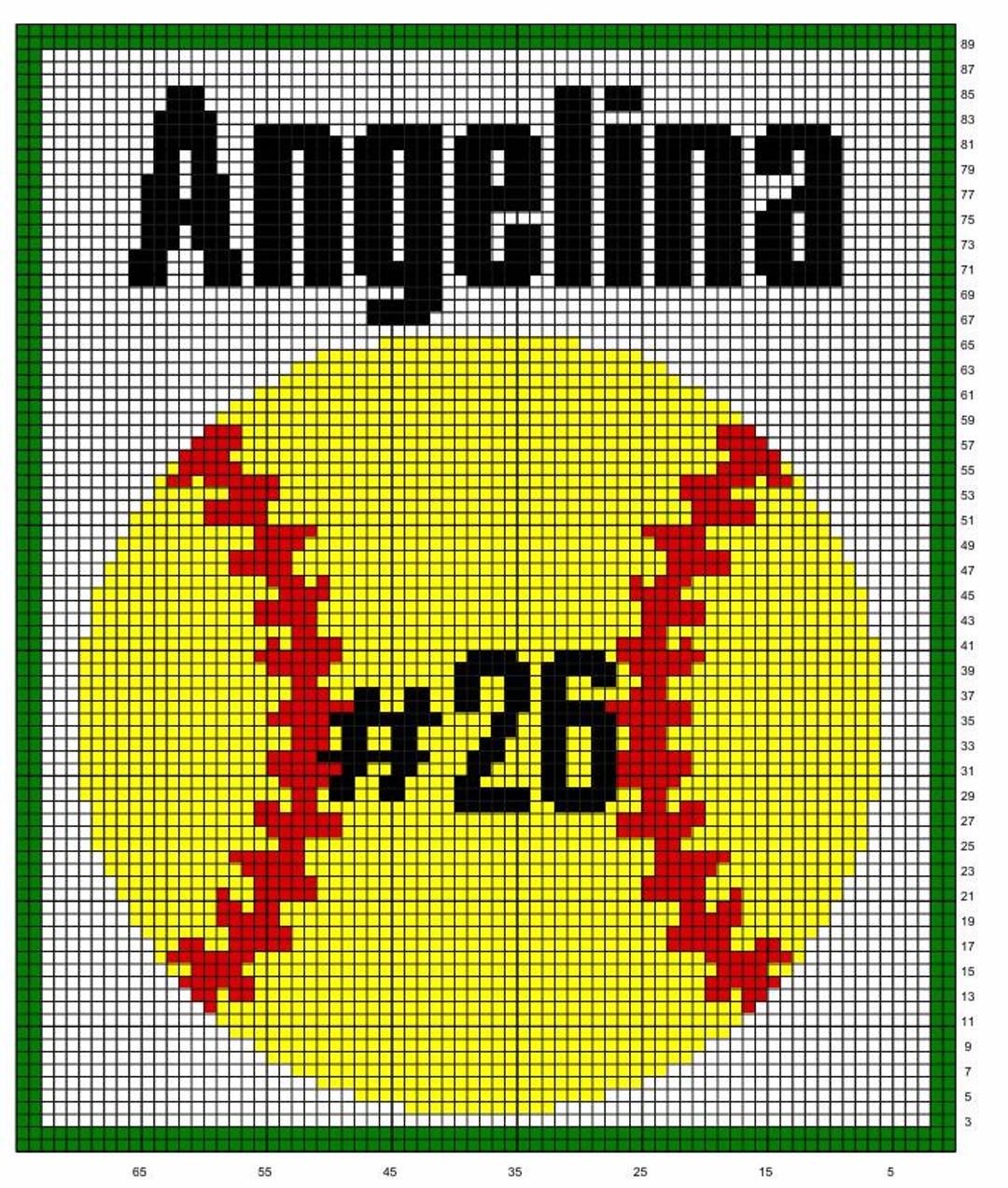 Personalized Softball Crochet Graphgan C2C Pattern- Pattern Will Be ...
