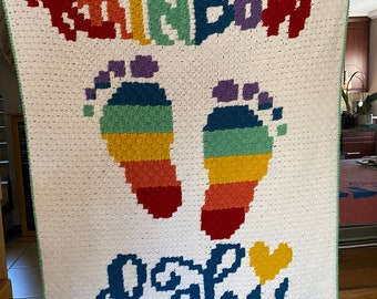 C2C Rainbow Baby Blanket Crochet Pattern Rainbow Blanket C2C Crochet ...