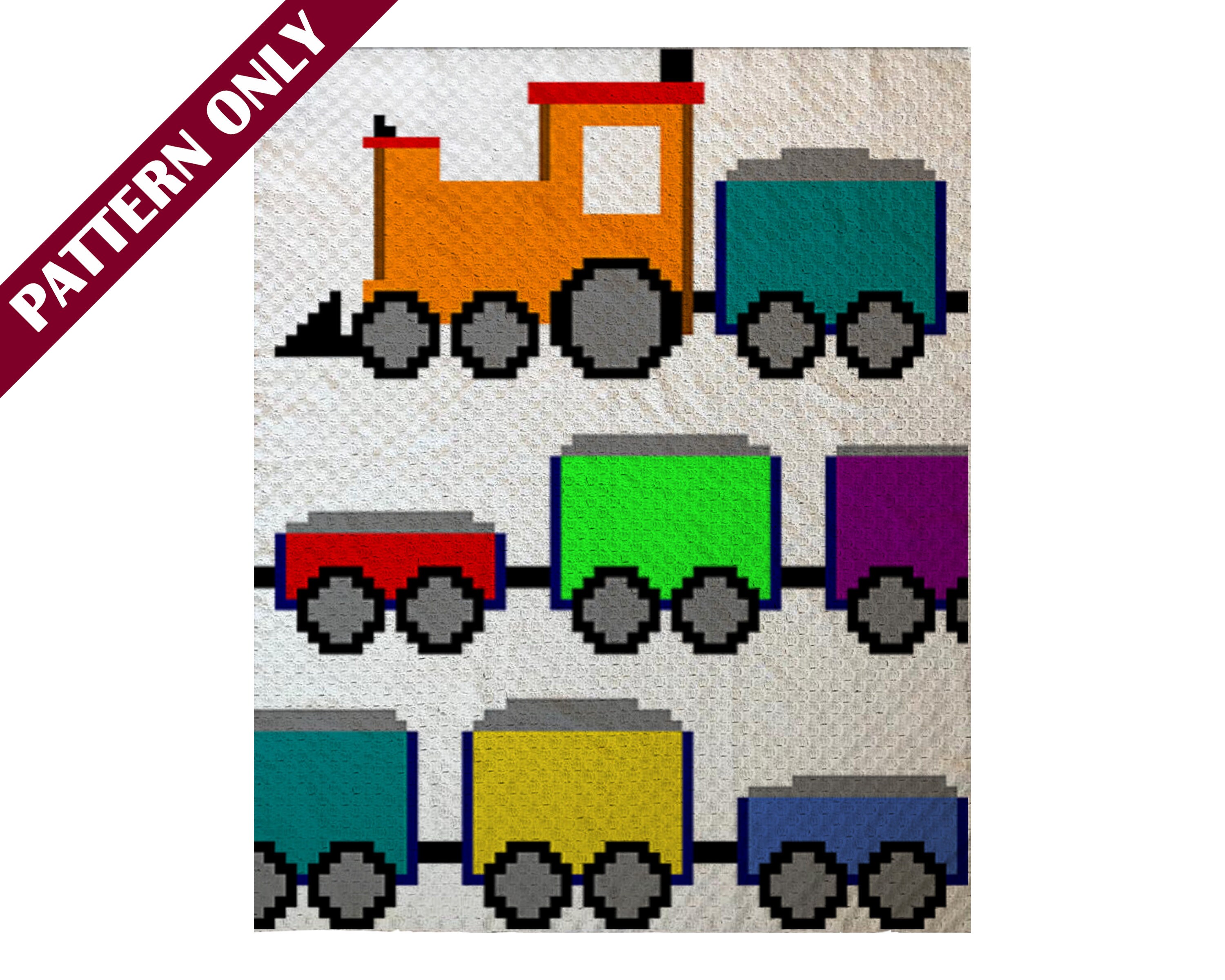 Colorful train C2C crochet pattern graphgan | Etsy