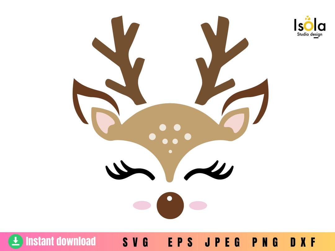 Reindeer Face SVG, Christmas Reindeer SVG, Reindeer Face Png, Christmas ...