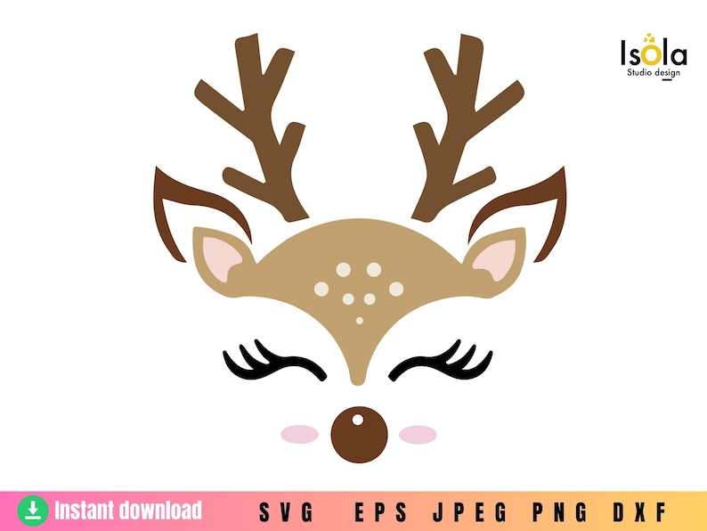 Reindeer Face SVG, Christmas Reindeer SVG, Reindeer Face Png, Christmas ...