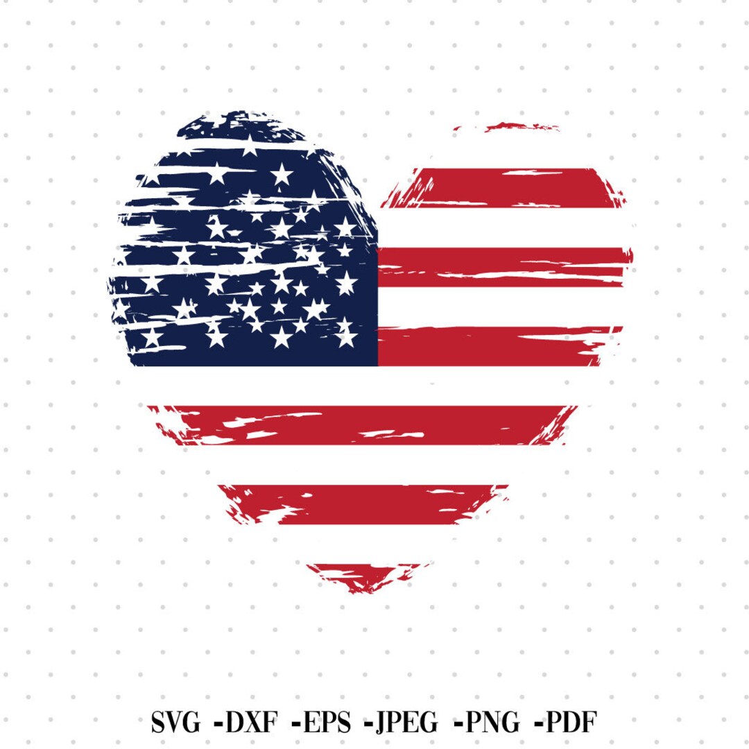 Distressed Heart Flag SVG, Heart Flage Usa Svg,,four of July Svg Flag ...