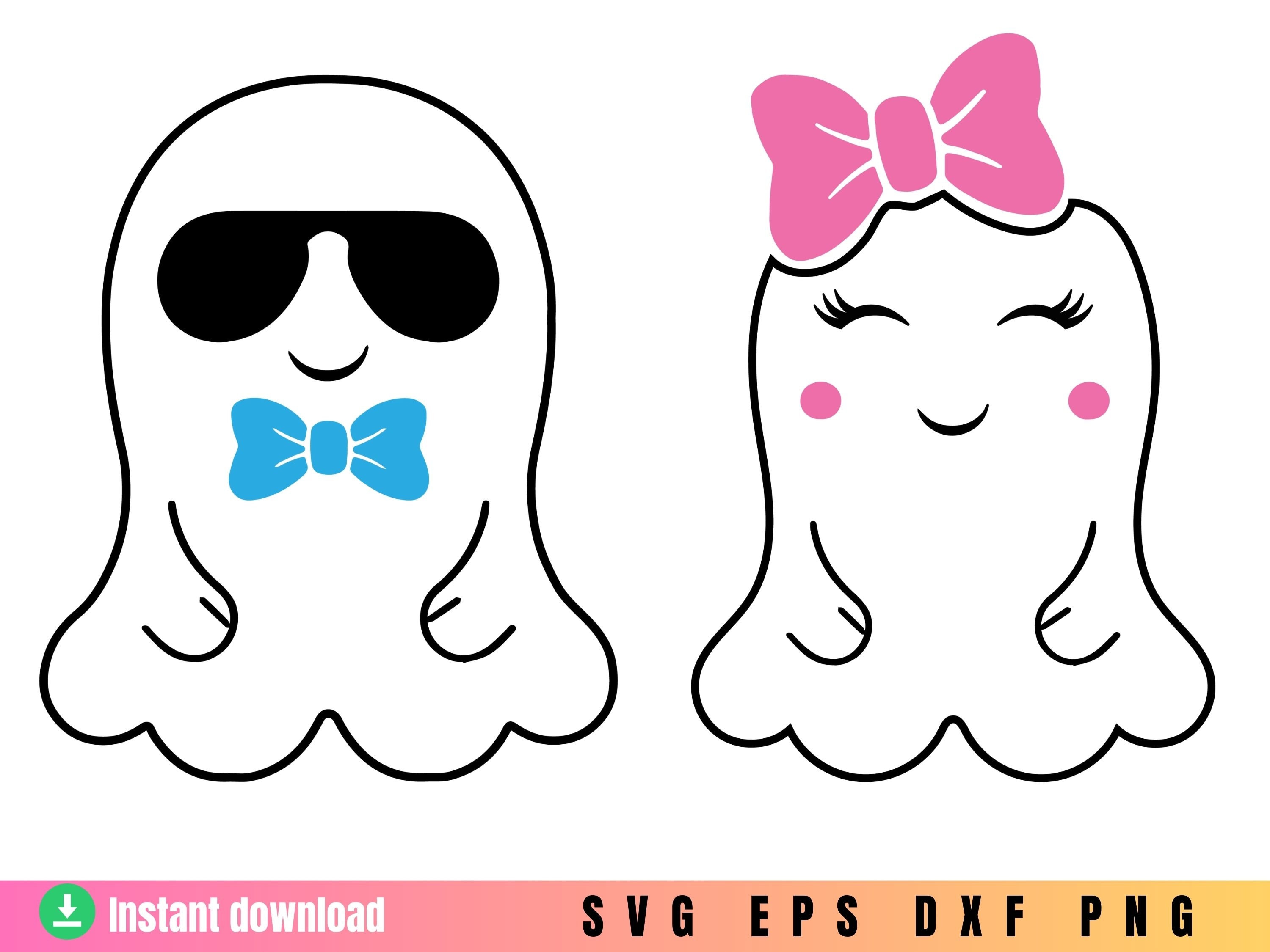 Ghost Svg, Outline Ghost Boy Girl SVG, Halloween Svg, Girl Ghost Svg ...