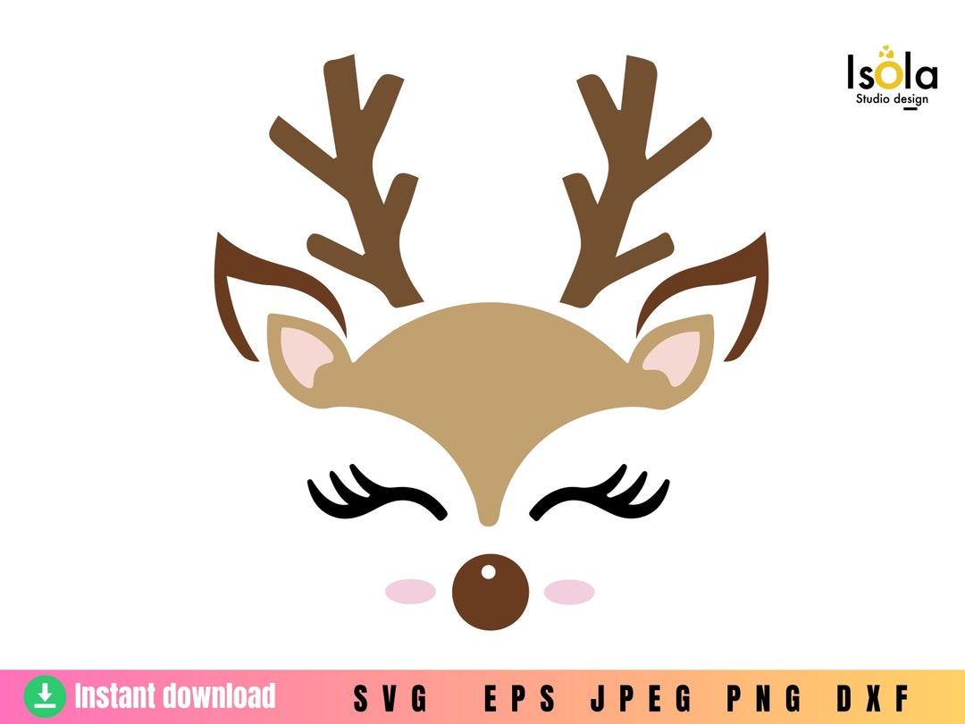 Visage de renne SVG, Renne de Noël SVG, Visage de renne sacré svg, Noël ...