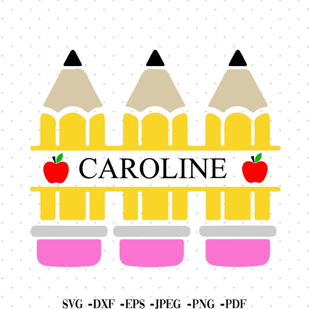 Split Pencil SVG, Pencil Monogram SVG,, Pencil SVG, Back to School Svg ...