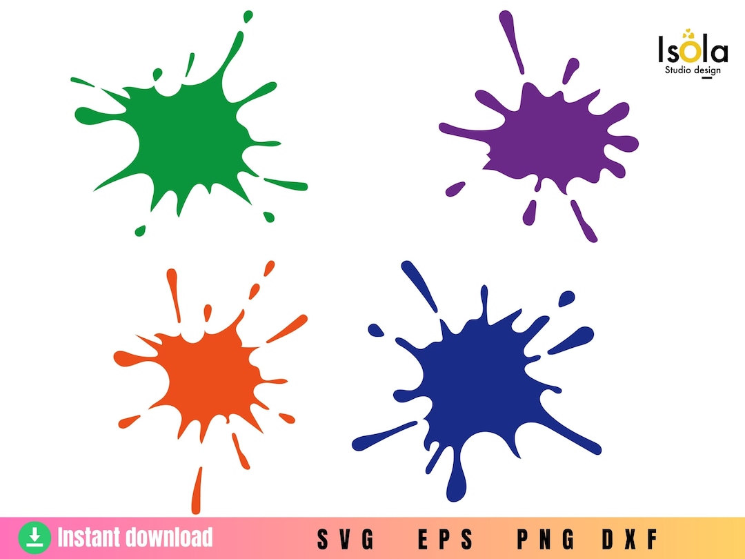 Paint Splatter SVG, Paint Splats Png, Paint Svg, Rainbow Paint, Vector ...