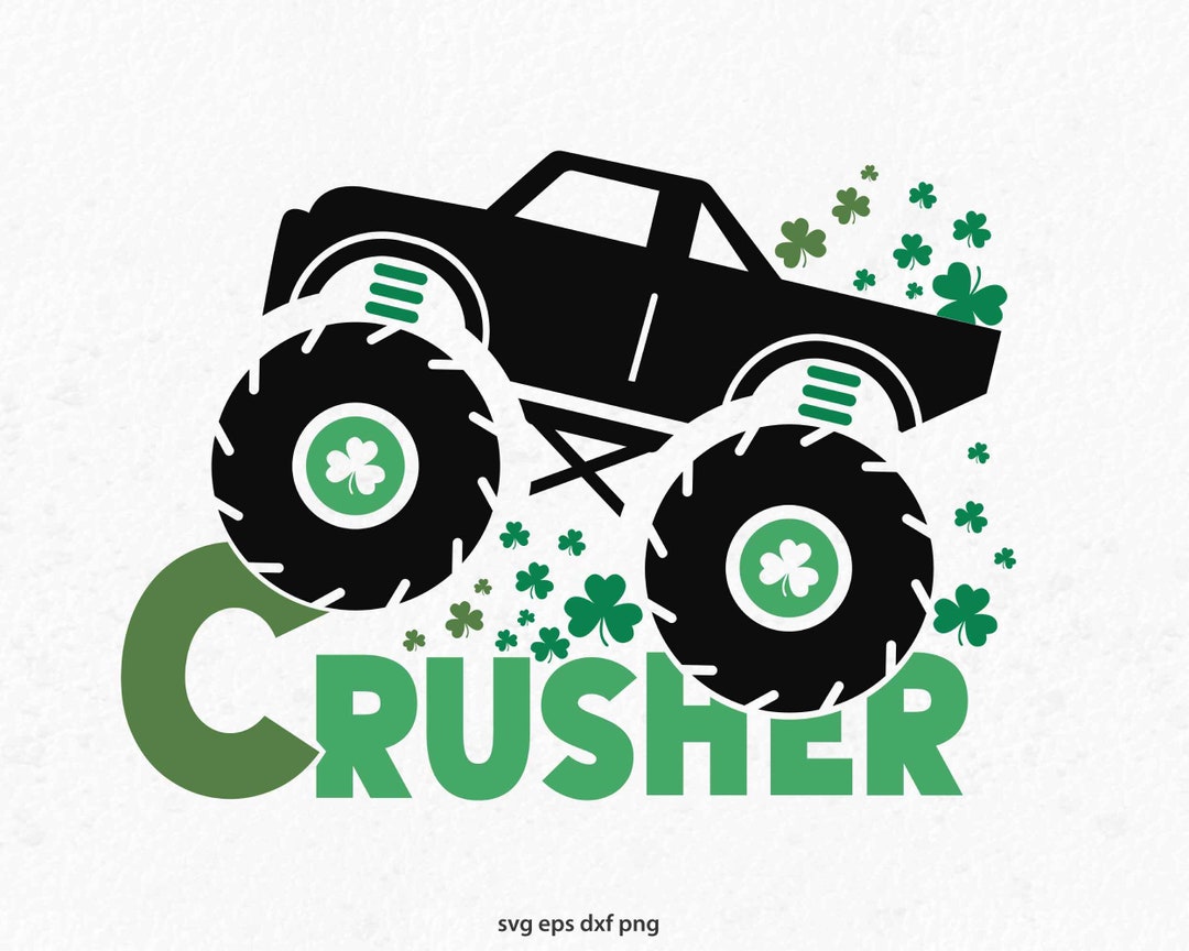 Shamrock Monster Truck Crusher Svg Files for Cricut Kids - Etsy