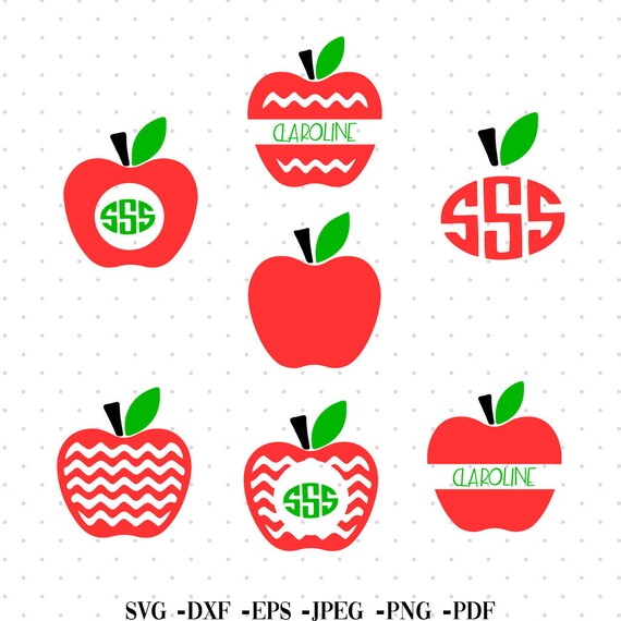APPLE Teacher SVG Apple SVG Bundle Apple Monogram 7 | Etsy