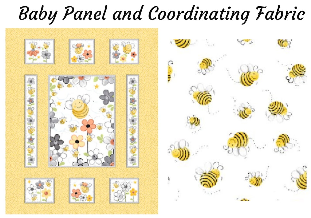 28 Sweet Bees Panel Suzybee Panel Fabric and Coordinating Fabric, Baby ...
