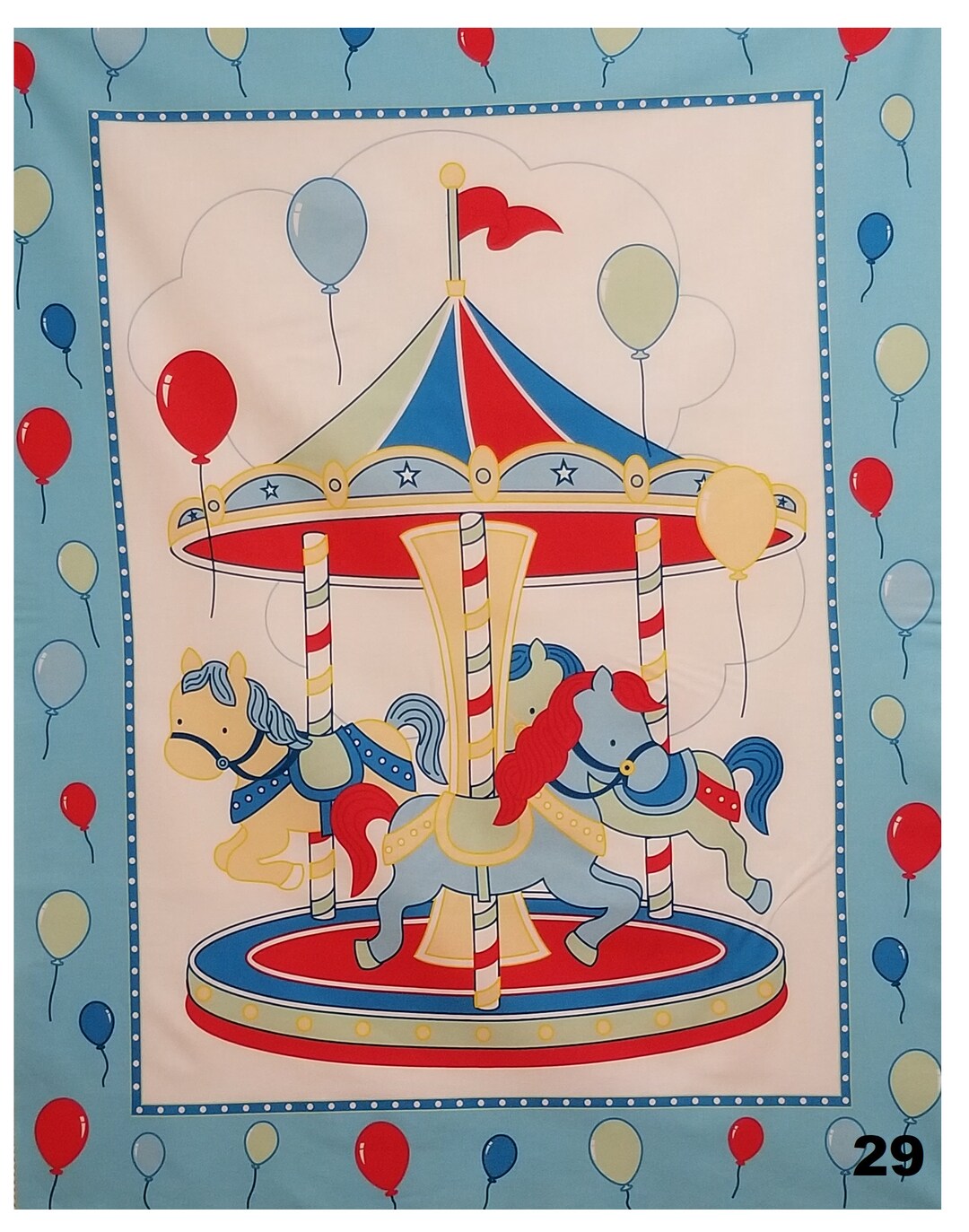 38 Carousel Merry-go-round Baby Panel Fabric, Quilting Panel, Baby ...