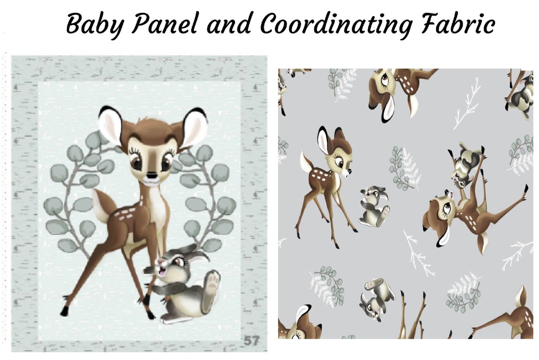 59 Bambi & Thumper Baby Panel and Coordinating Fabric, Baby Blanket ...