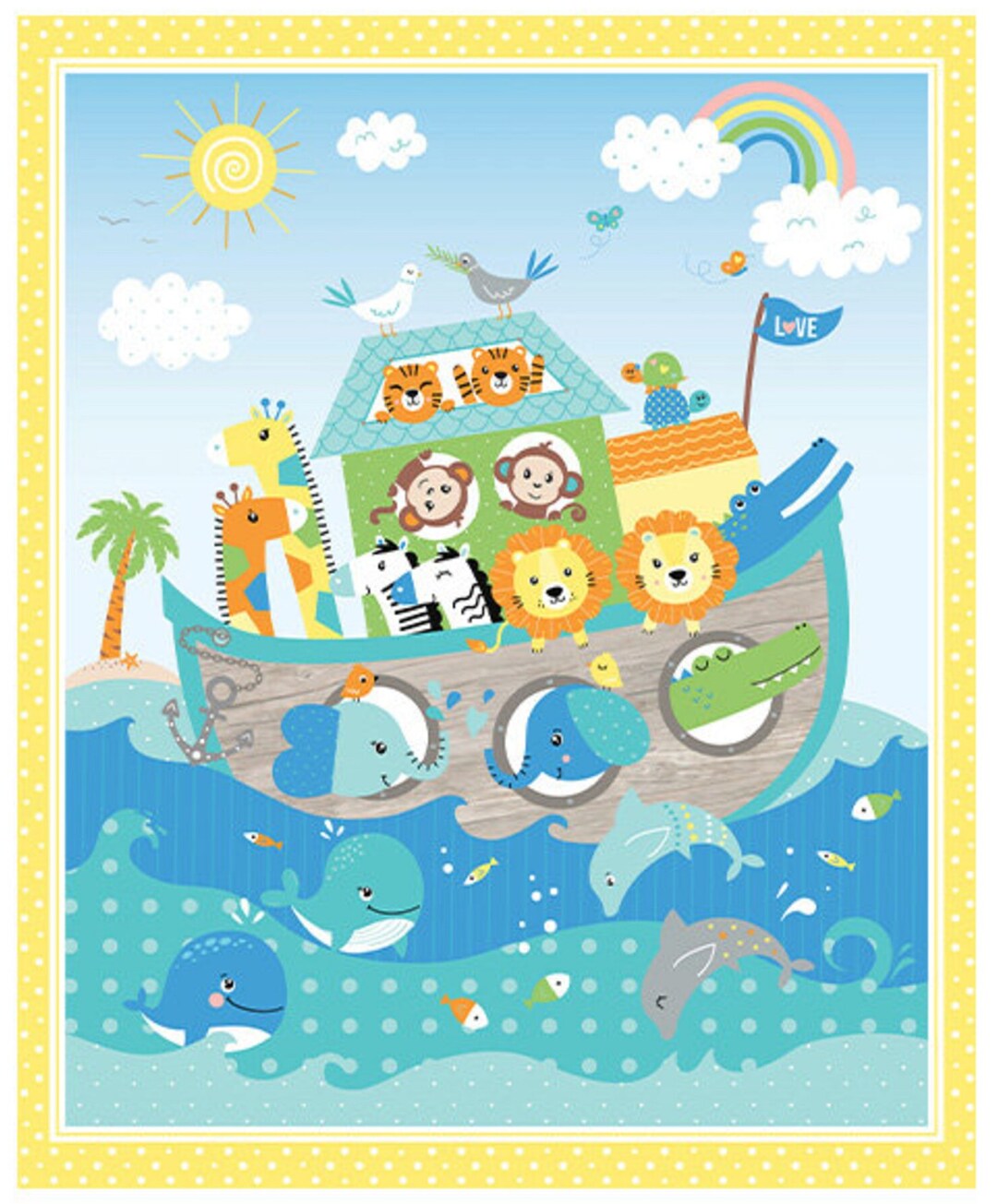 189 Baby Panel Fabric Noahs Ark Fabric Panel, Two by Two FREE SHIPPING ...