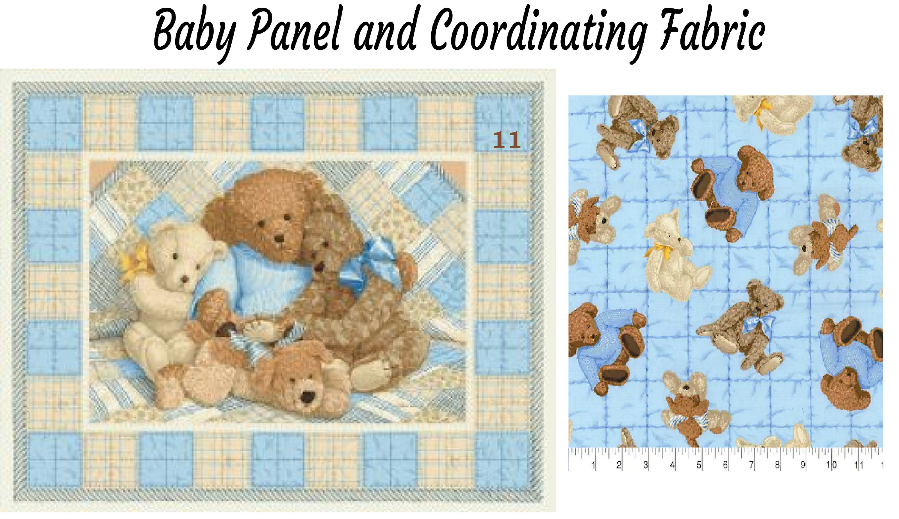 49 Blue Teddy Baby Panel Fabric and Coordinating Fabric Quilt Baby ...