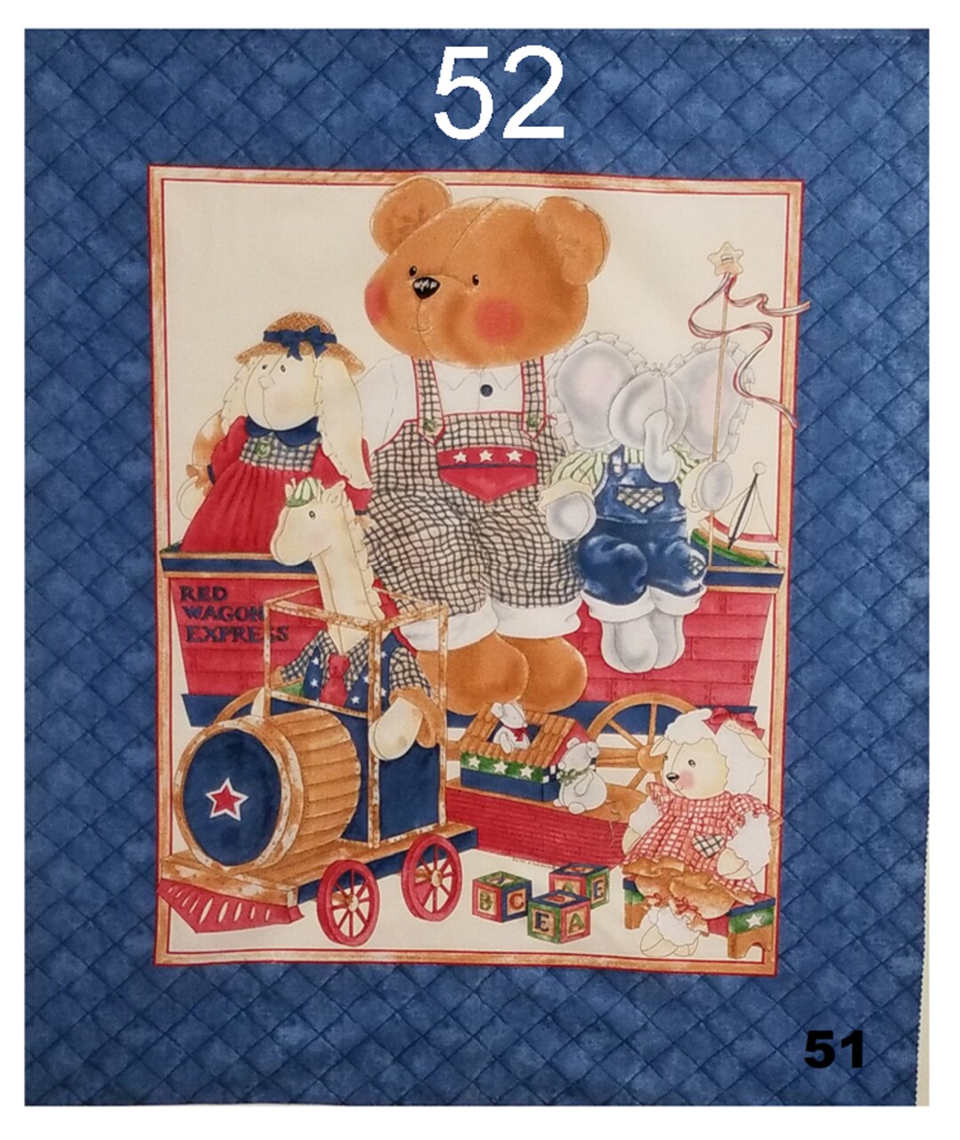 19 Red Wagon Express Baby Panel Fabric, Quilting Panel, Baby Quilt Top ...