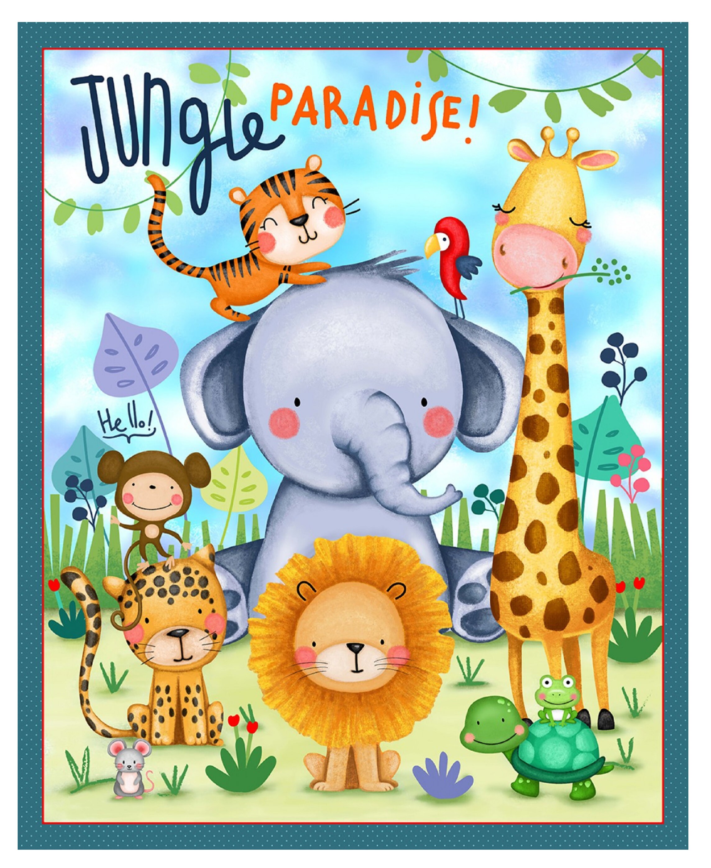 215 Jungle Safari Baby Panel Quilt Fabric, Baby Blanket, Quilt Panels ...