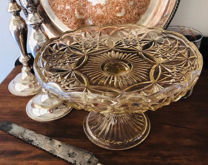 Cake Stand Depression Glass Pedestal Cake Plate - Etsy
