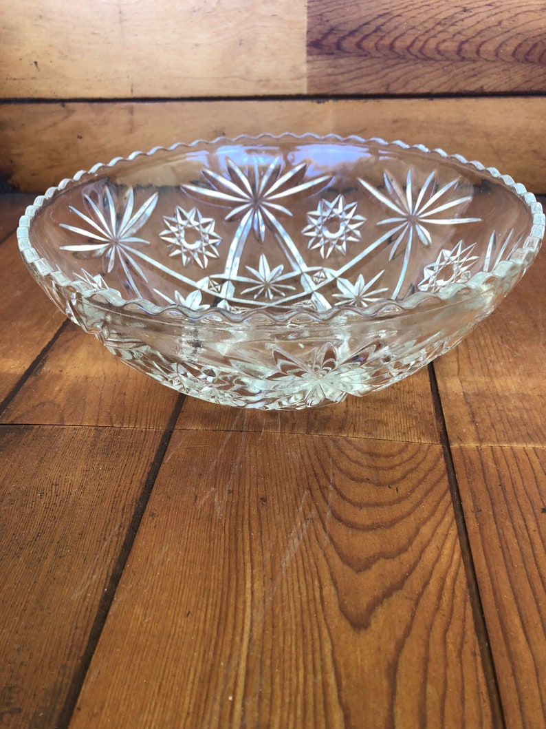 Anchor Hocking Glass Prescut Star of David Pattern Lg Salad Serving ...