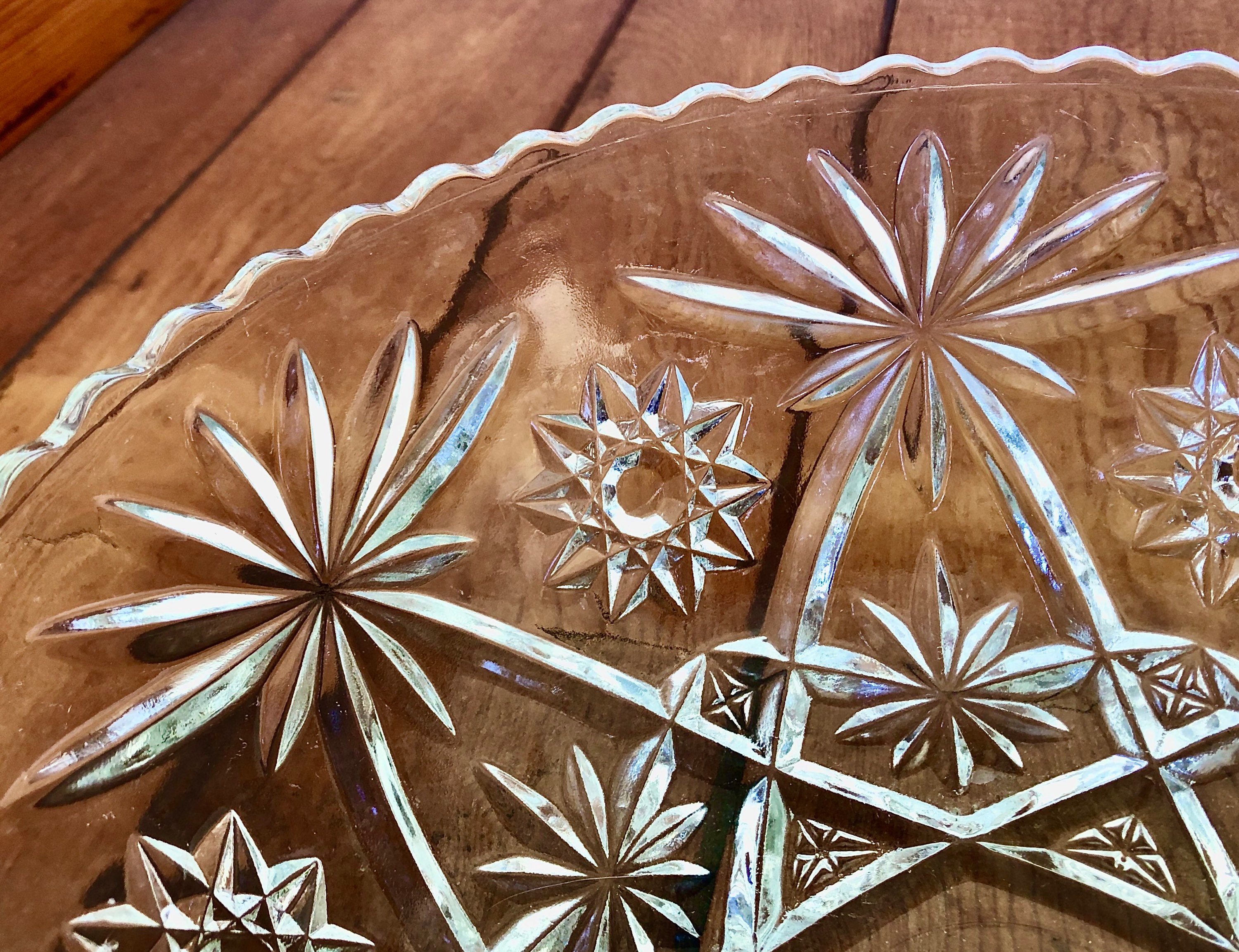 Anchor Hocking Glass Prescut Star of David Pattern Lg Salad Serving ...